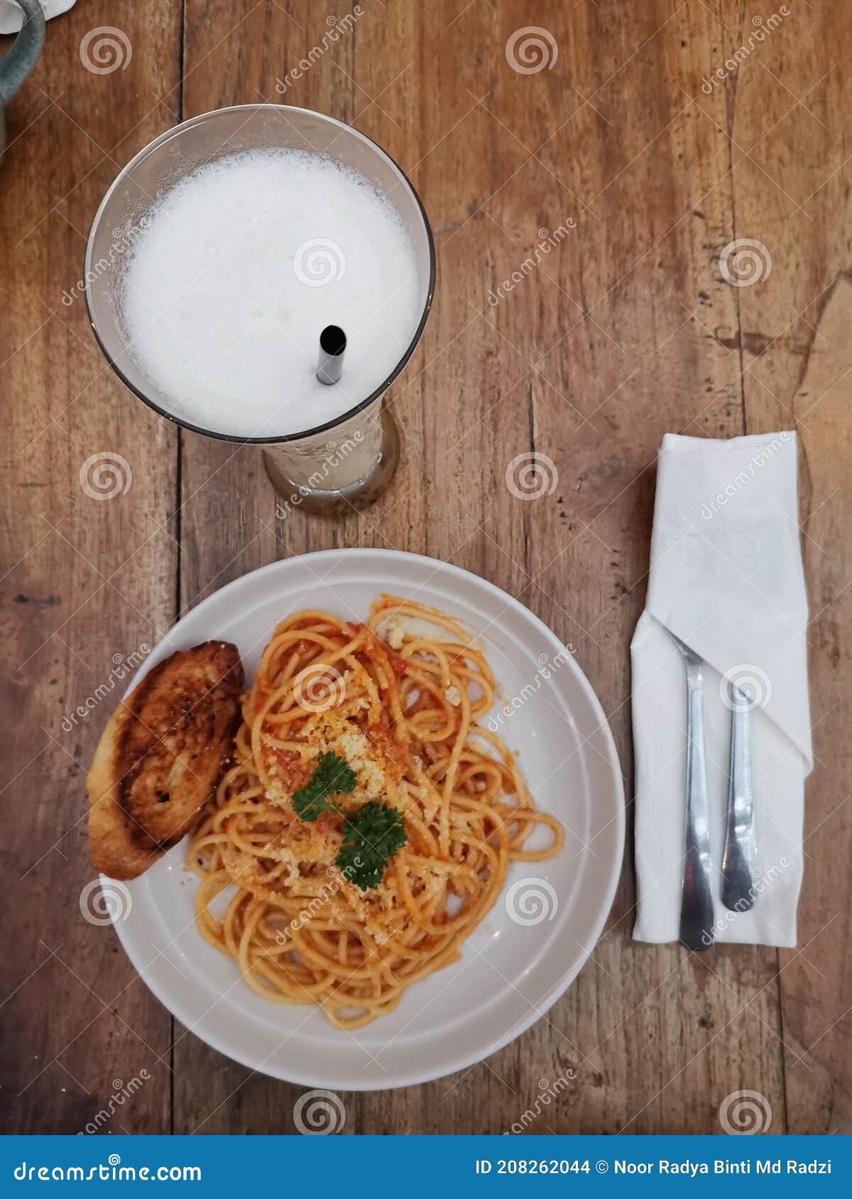 Close Up of Spaghetti and Milk Shake. Stock Photo - Image of tableware ...