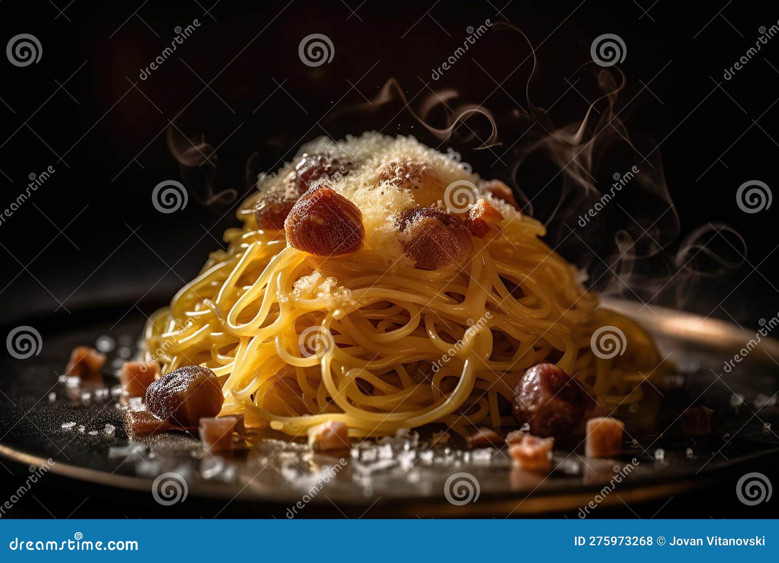 Close-up of Spaghetti Served in Plate on Table Created by Generative AI ...