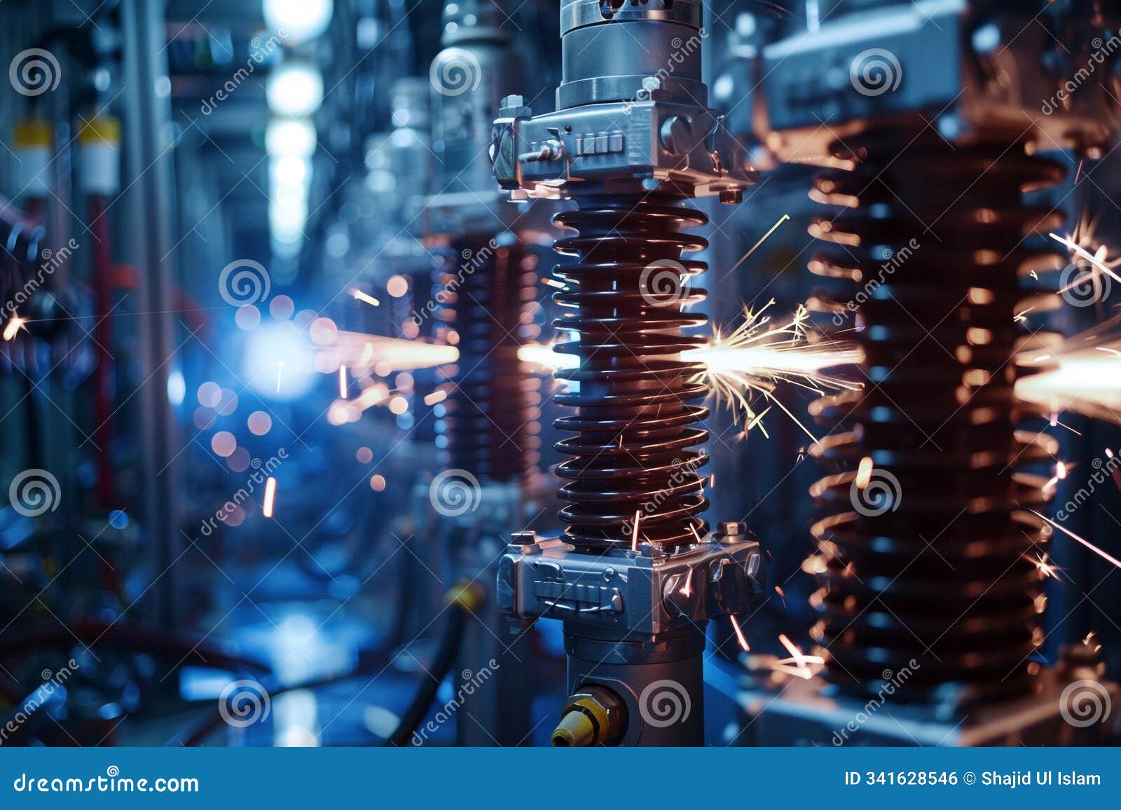 Closeup of Sparking Highvoltage Equipment in a Dramatic Display of ...