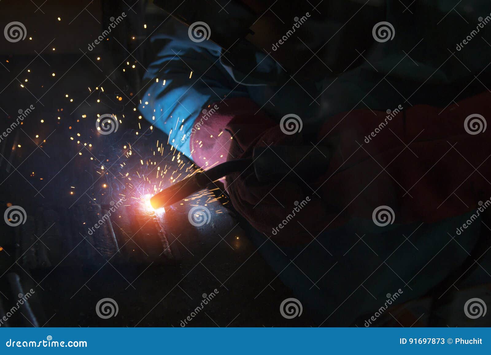 Close-up of the Sparking Light of the Welding Stock Image - Image of ...