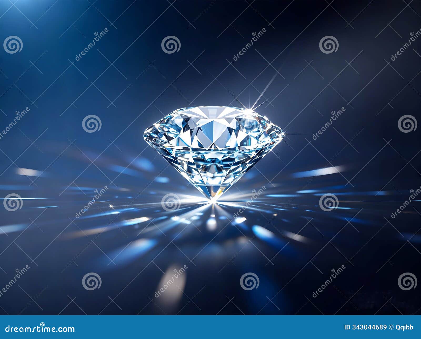 A Close-up of a Sparkling Diamond in a Deep Blue Background Stock ...