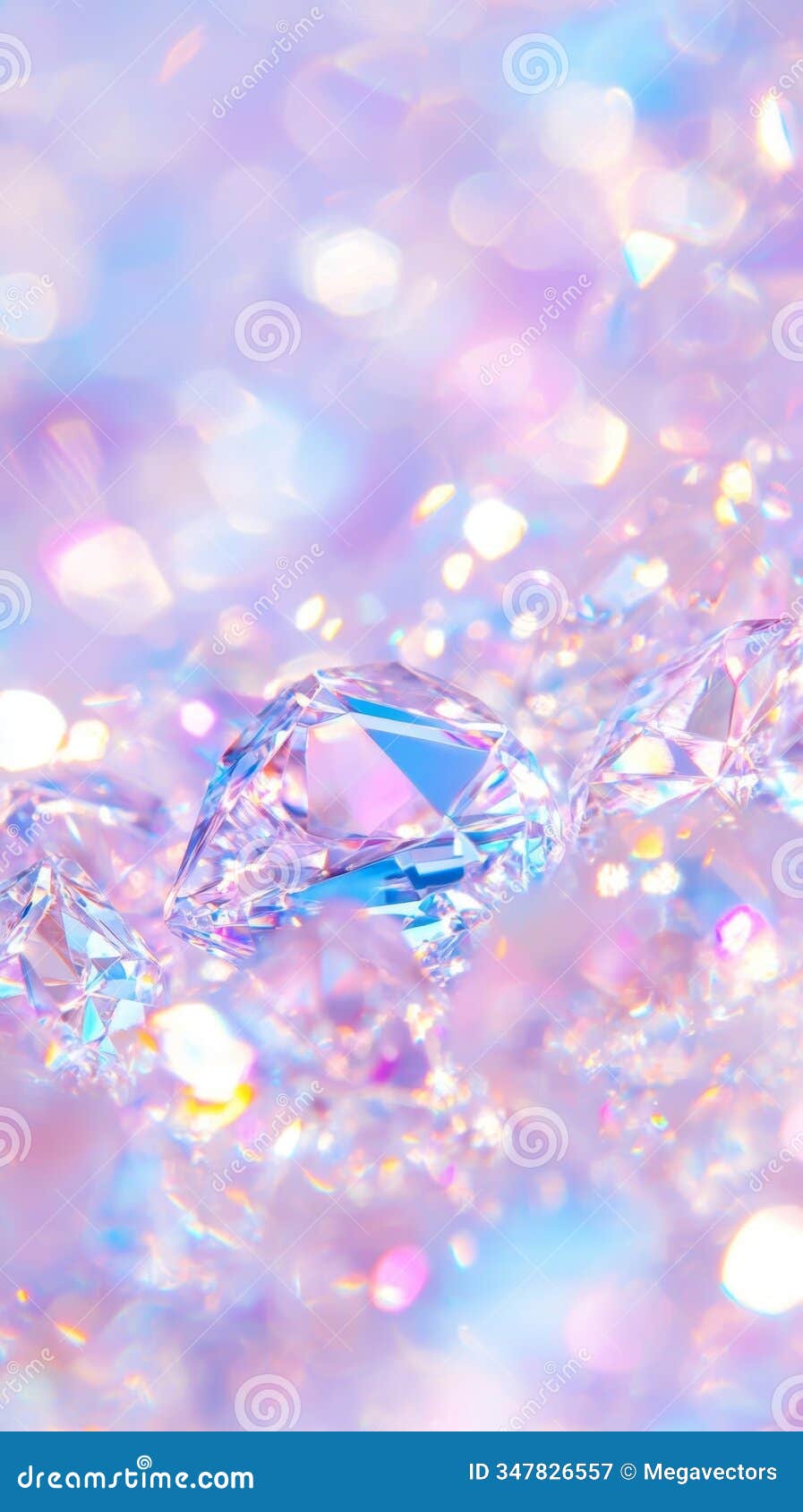 Close-up of Sparkling Diamonds with Rainbow Reflections on a Soft ...