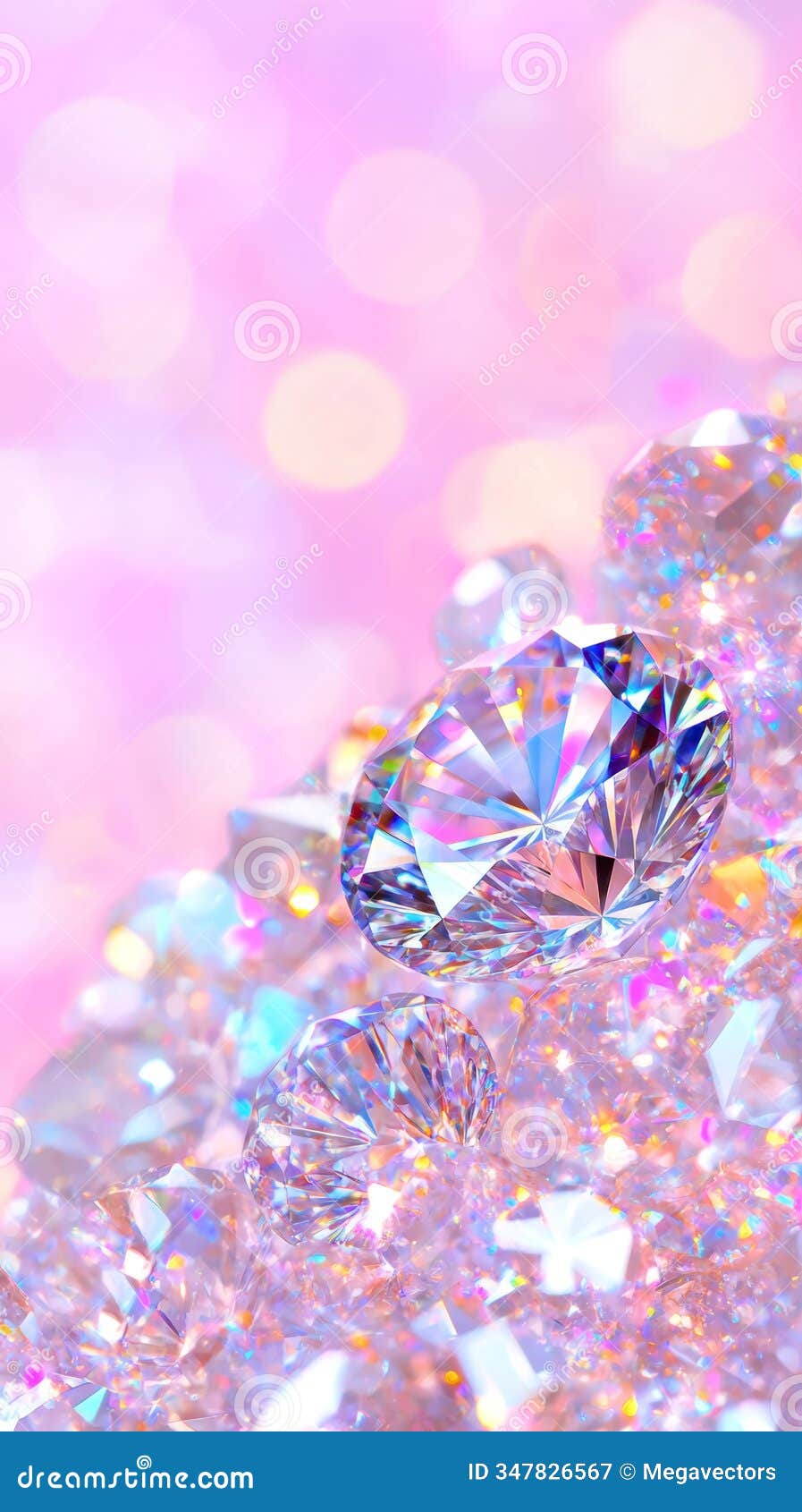 Close-up of Sparkling Diamonds with Rainbow Reflections on a Soft ...