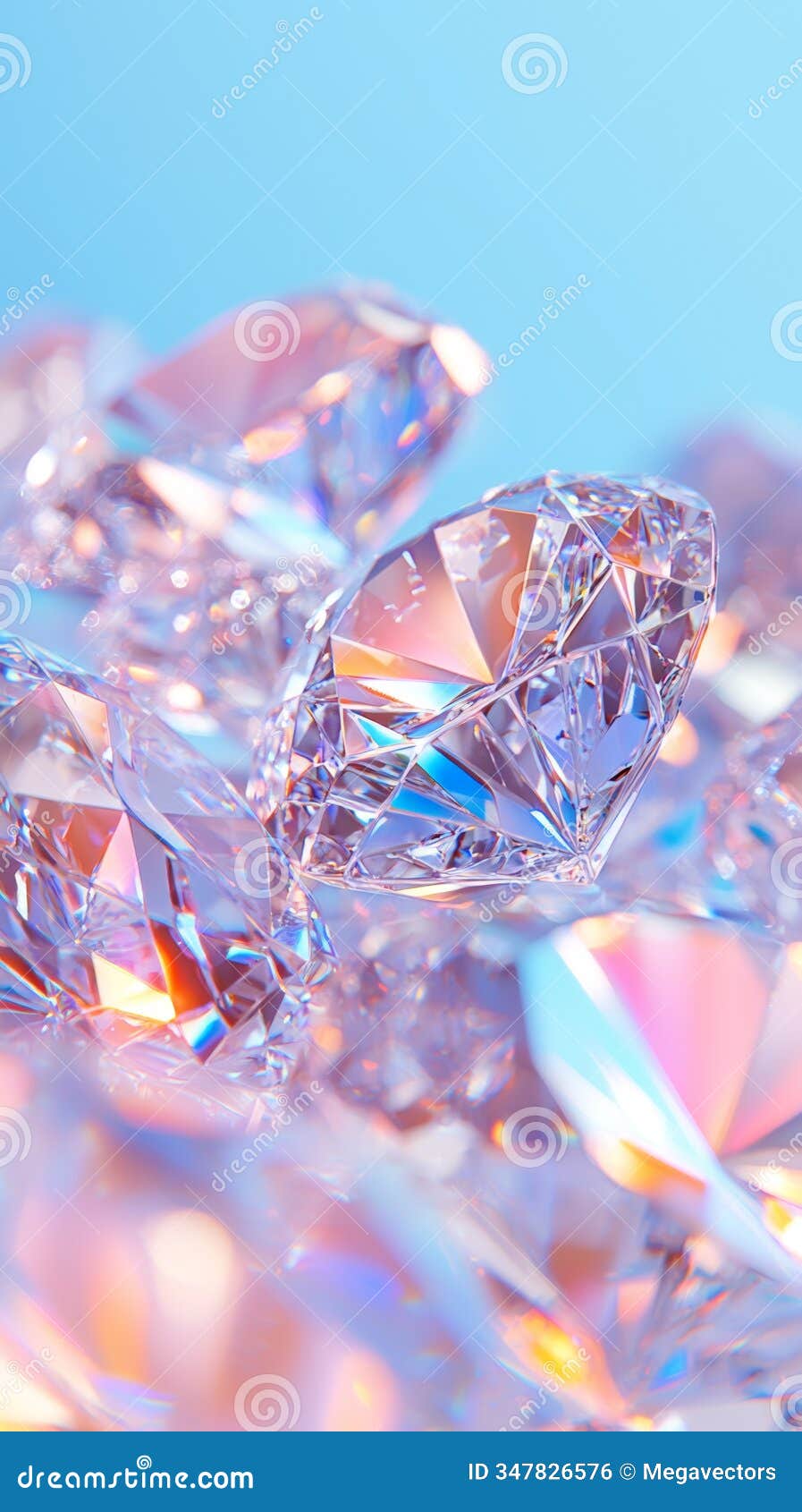 Close-up of Sparkling Diamonds with Rainbow Reflections on a Soft ...