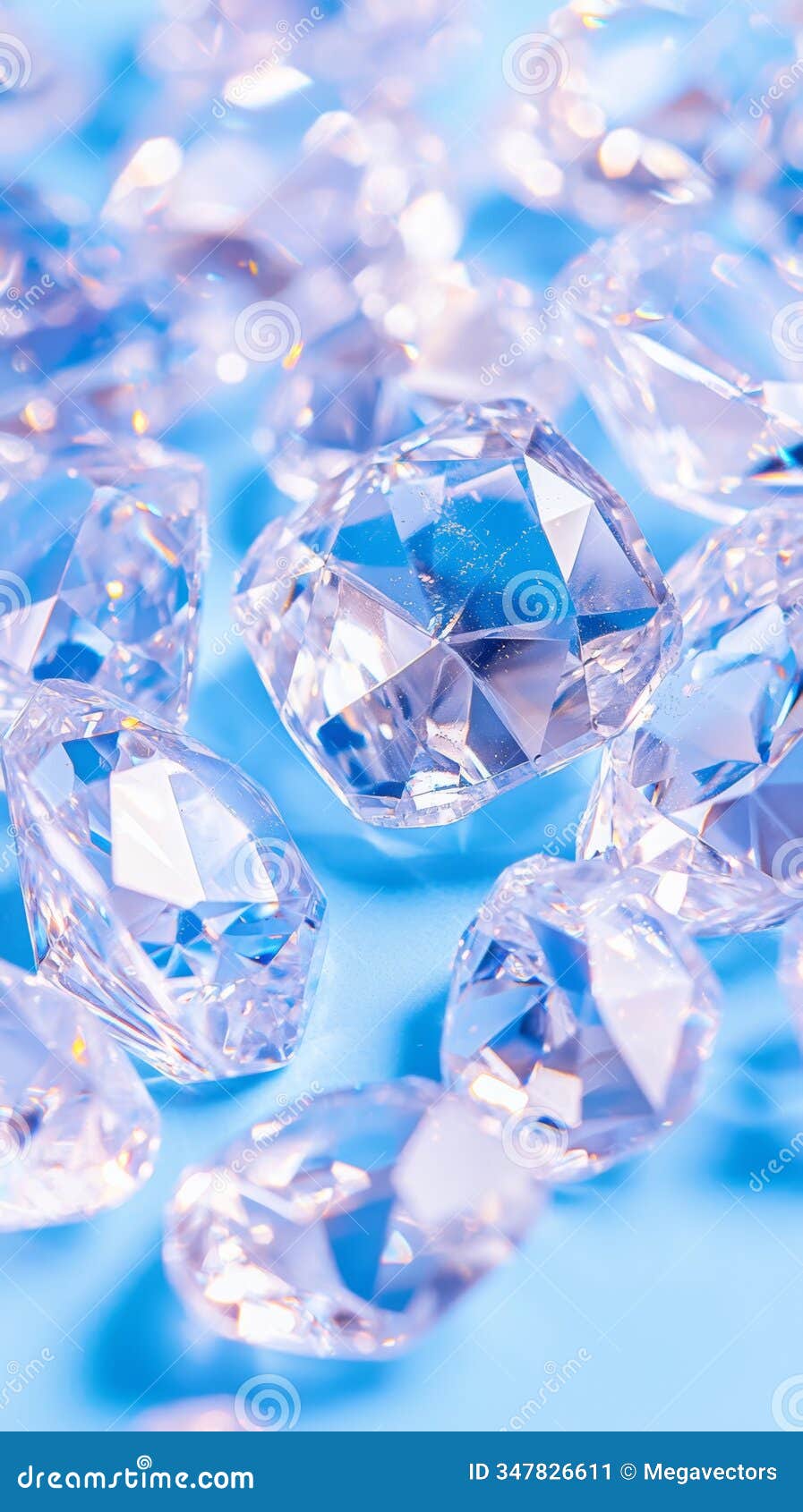 Close-up of Sparkling Diamonds with Rainbow Reflections on a Soft ...