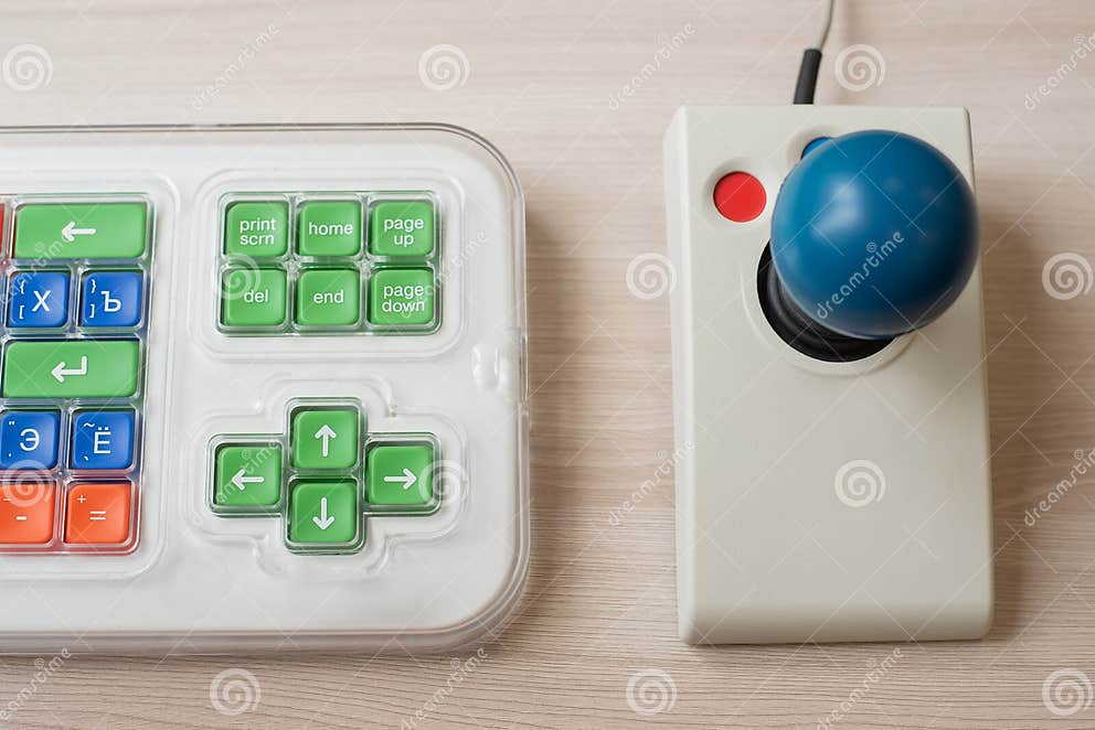 Close-up of a Specialized Computer Mouse and Keyboard for People with ...