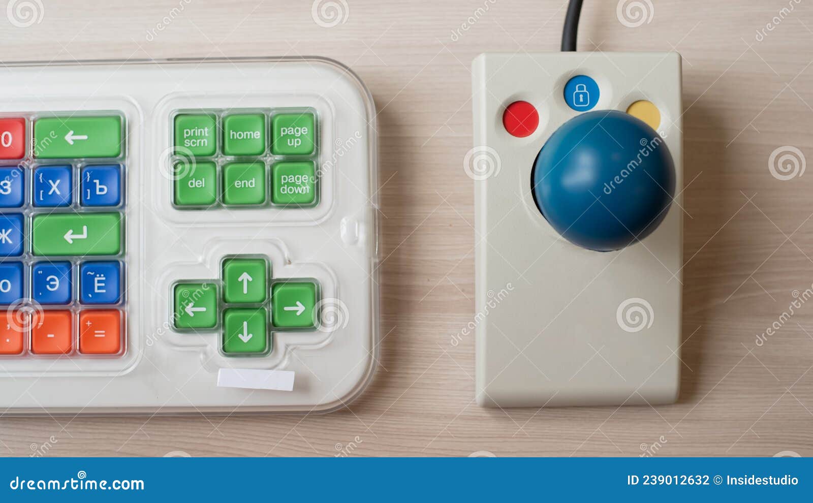 Close-up of a Specialized Computer Mouse and Keyboard for People with ...