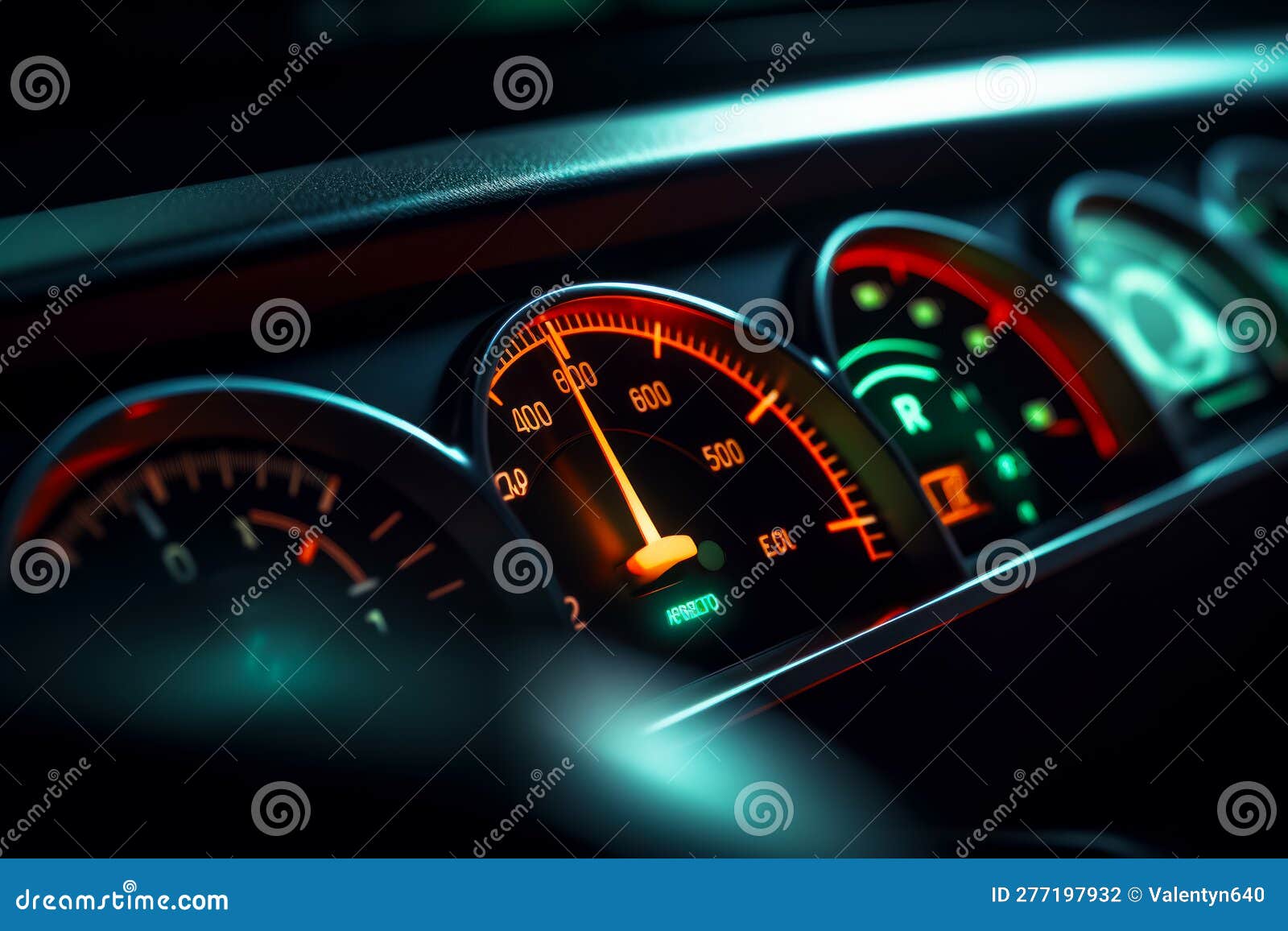 Red Speedometer Dash Board Inside A Car Cockpit Royalty-Free Stock ...