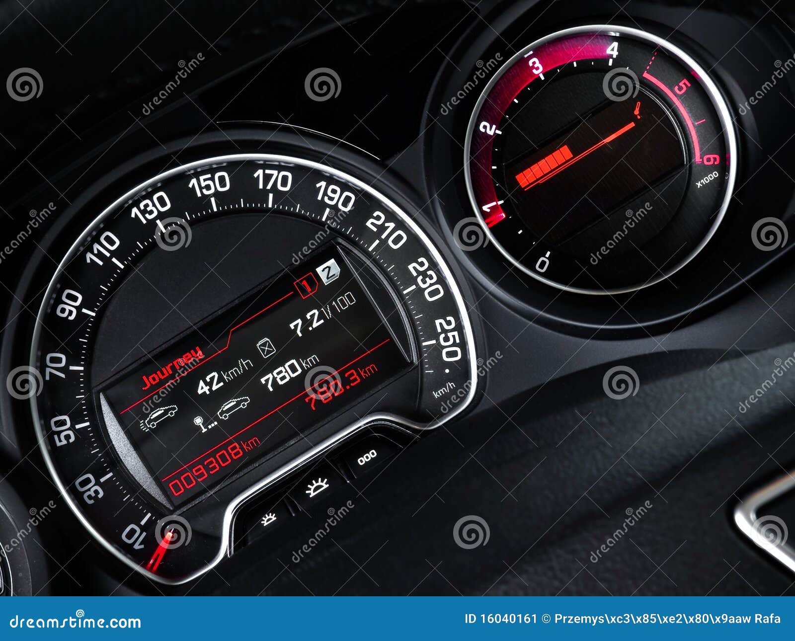 A Close-up of Speedometer and Tachometer. Stock Image - Image of ...