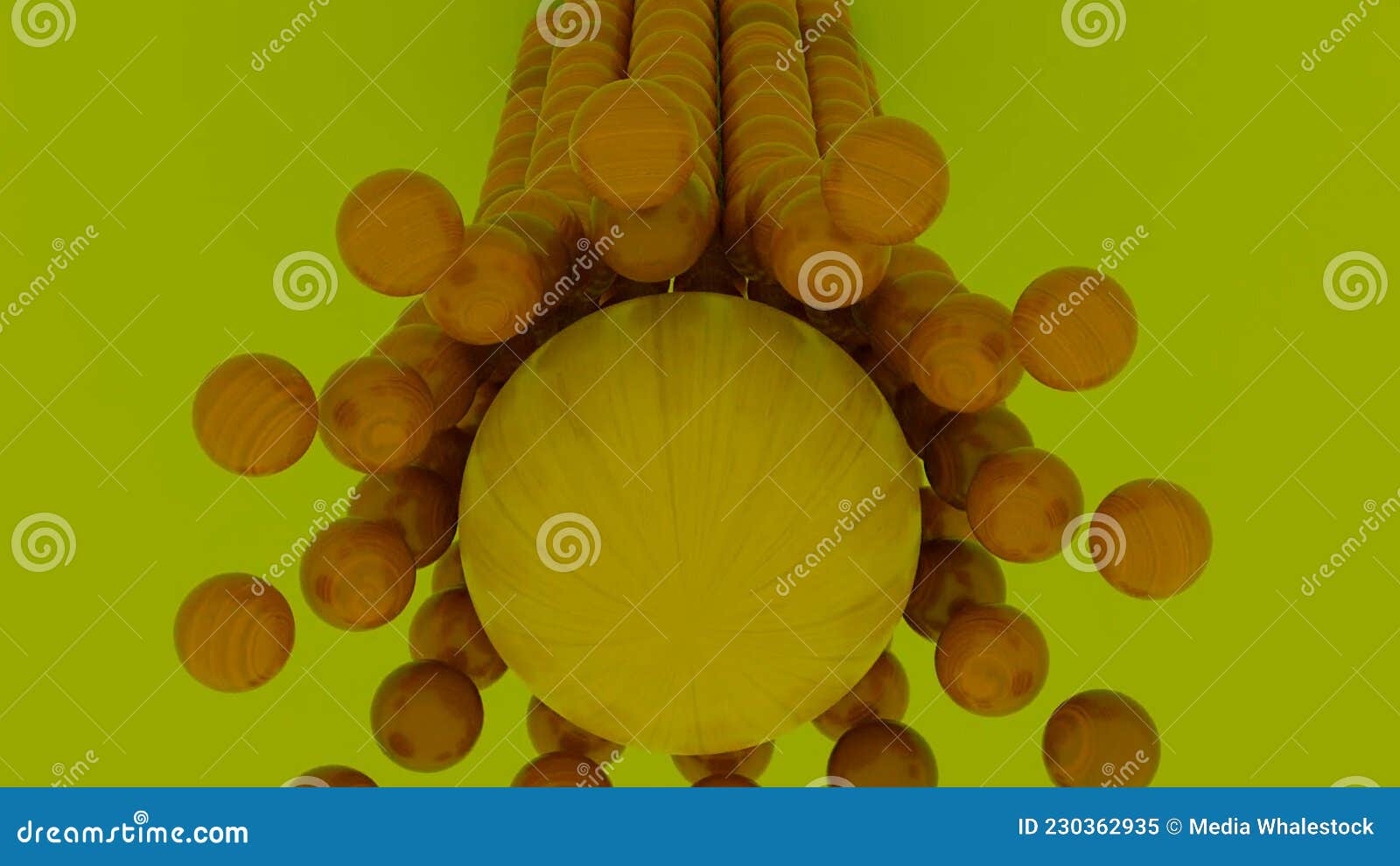 Close Up of a Sphere Falling on the Abstract Tower of Small Balls and ...