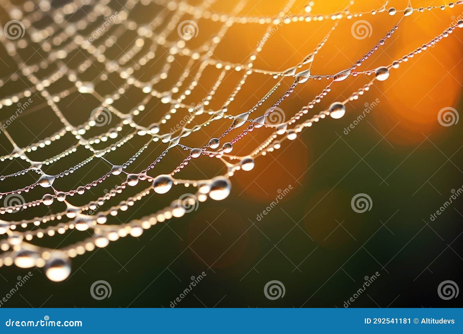 A Close-up of a Spider Web Strength with Dew Stock Illustration ...