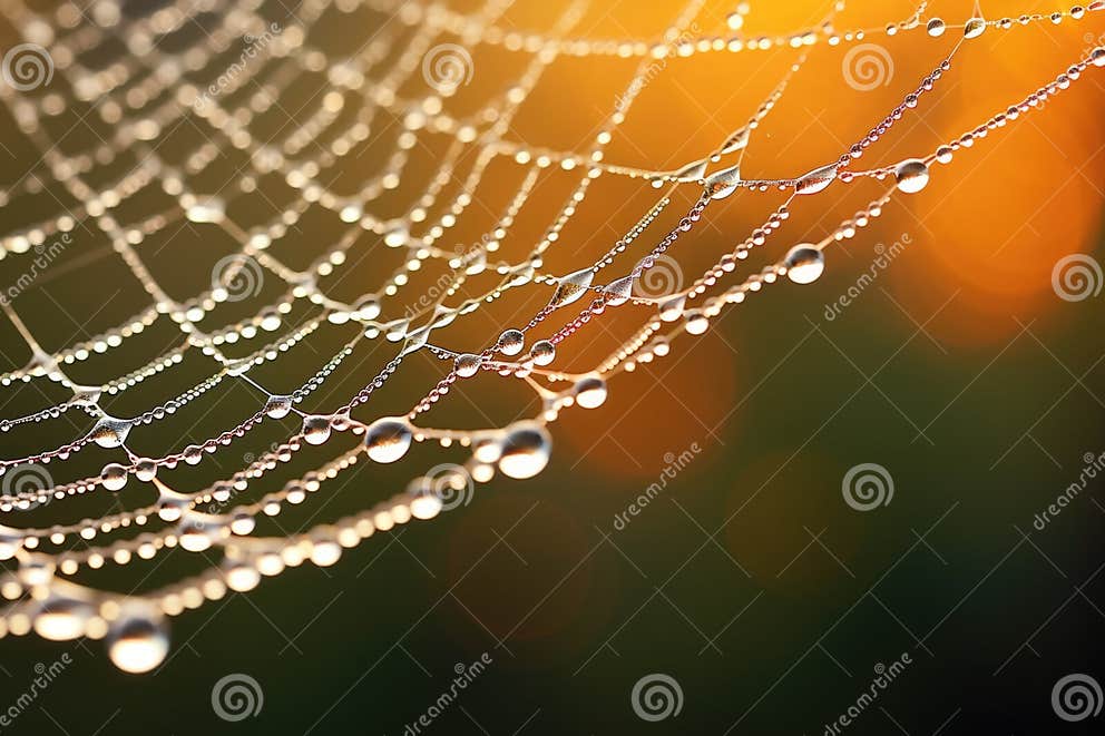A Close-up of a Spider Web Strength with Dew Stock Image - Image of ...