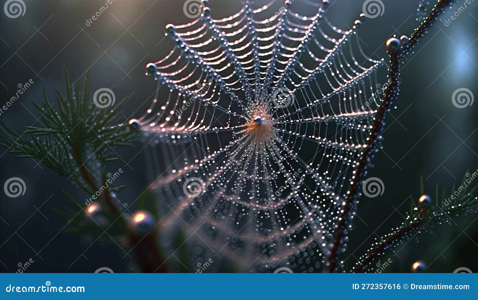 A Close Up of a Spider Web on a Tree Branch Stock Illustration ...