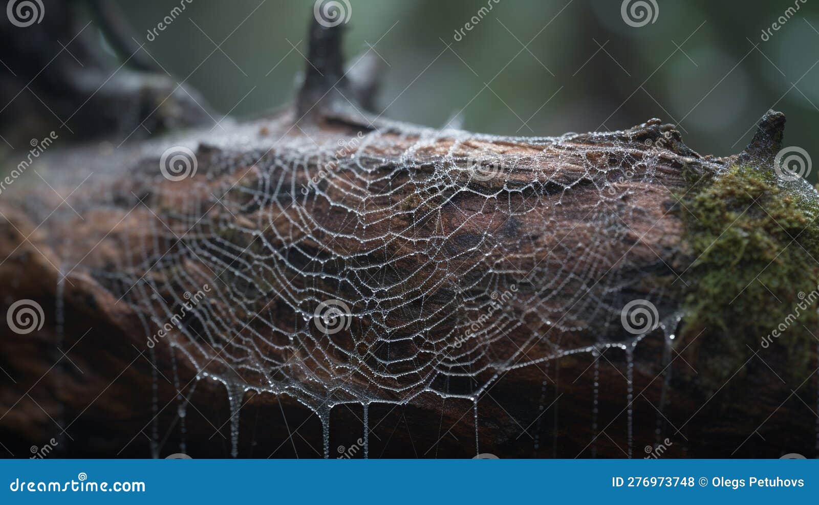 A Close Up of a Spider Web on a Tree Branch Stock Illustration ...