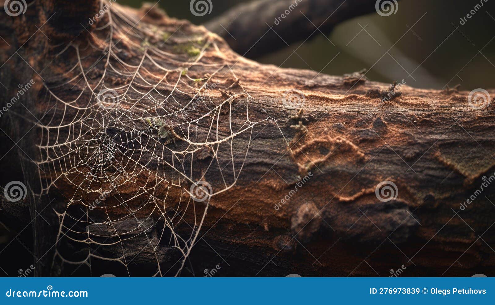 A Close Up of a Spider Web on a Tree Branch Stock Illustration ...