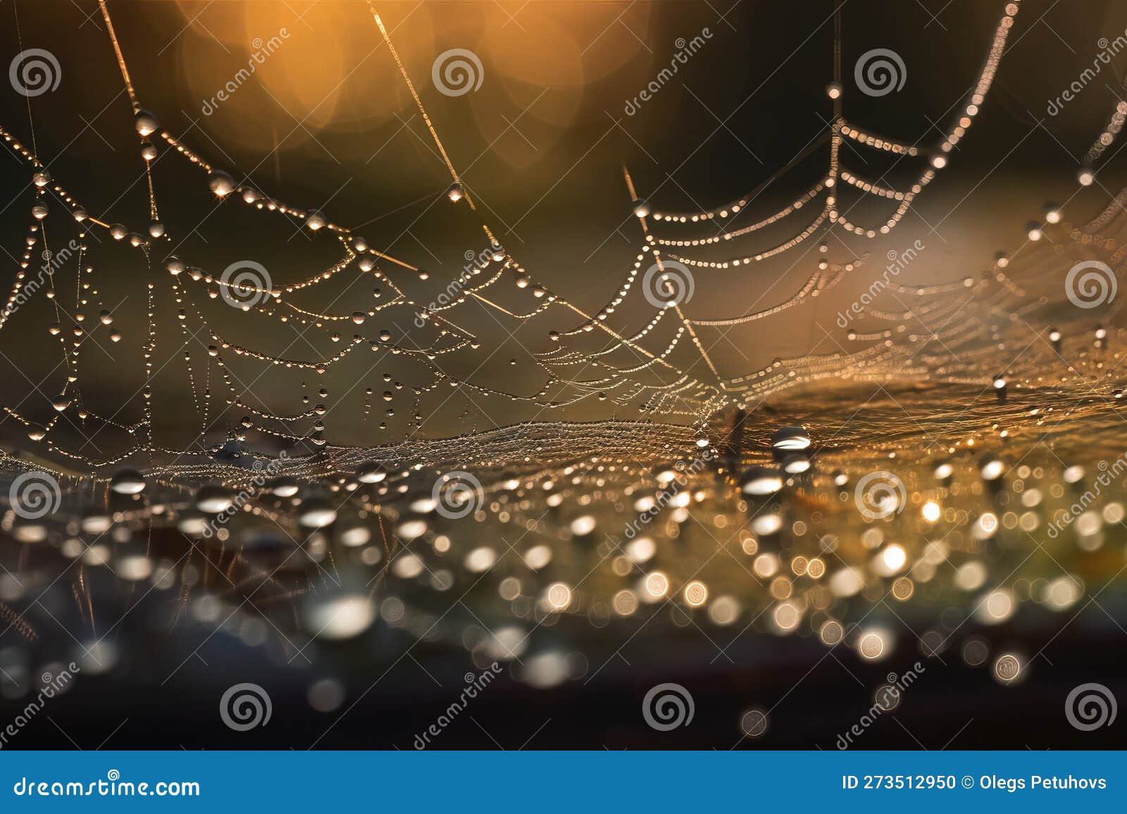 A Close Up of a Spider Web with Water Droplets on it Stock Illustration ...
