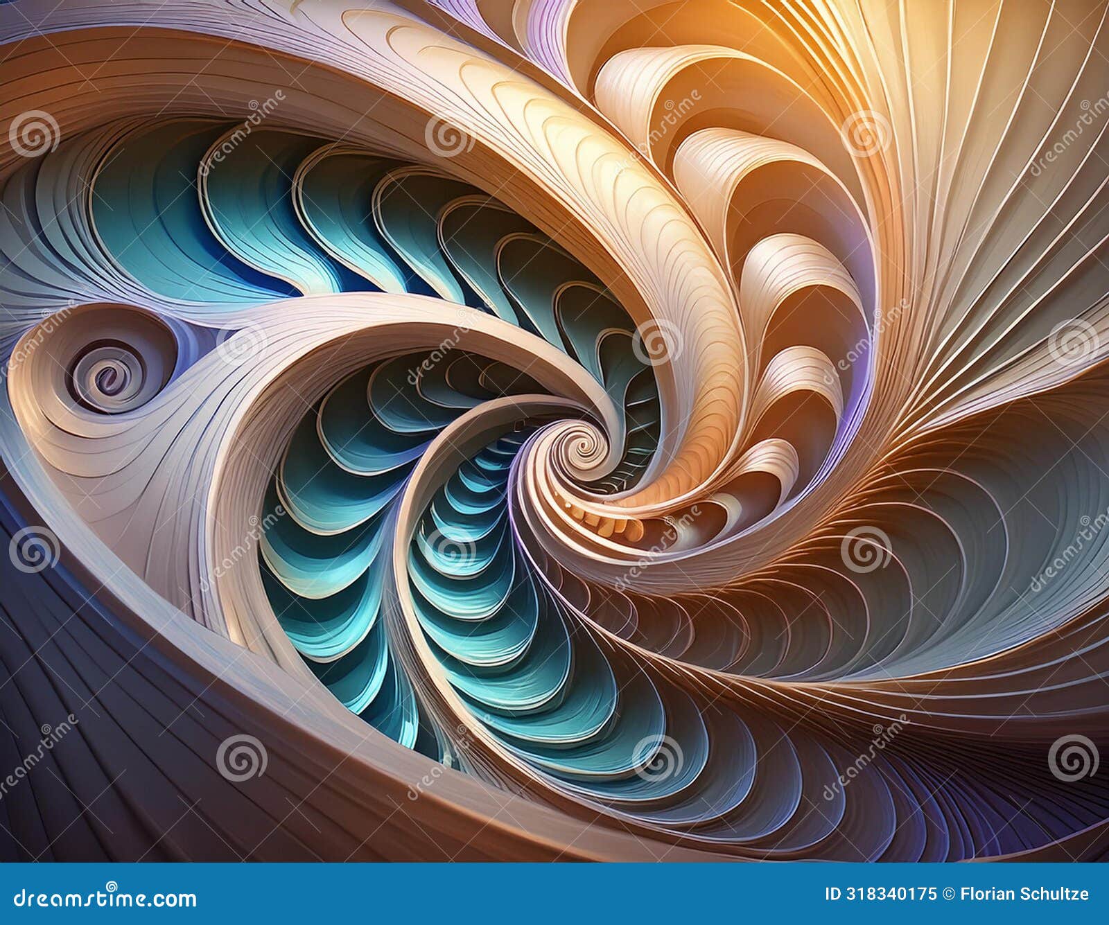 A Close-up of a Spiral Seashell with Smooth Curves Creates an Abstract ...