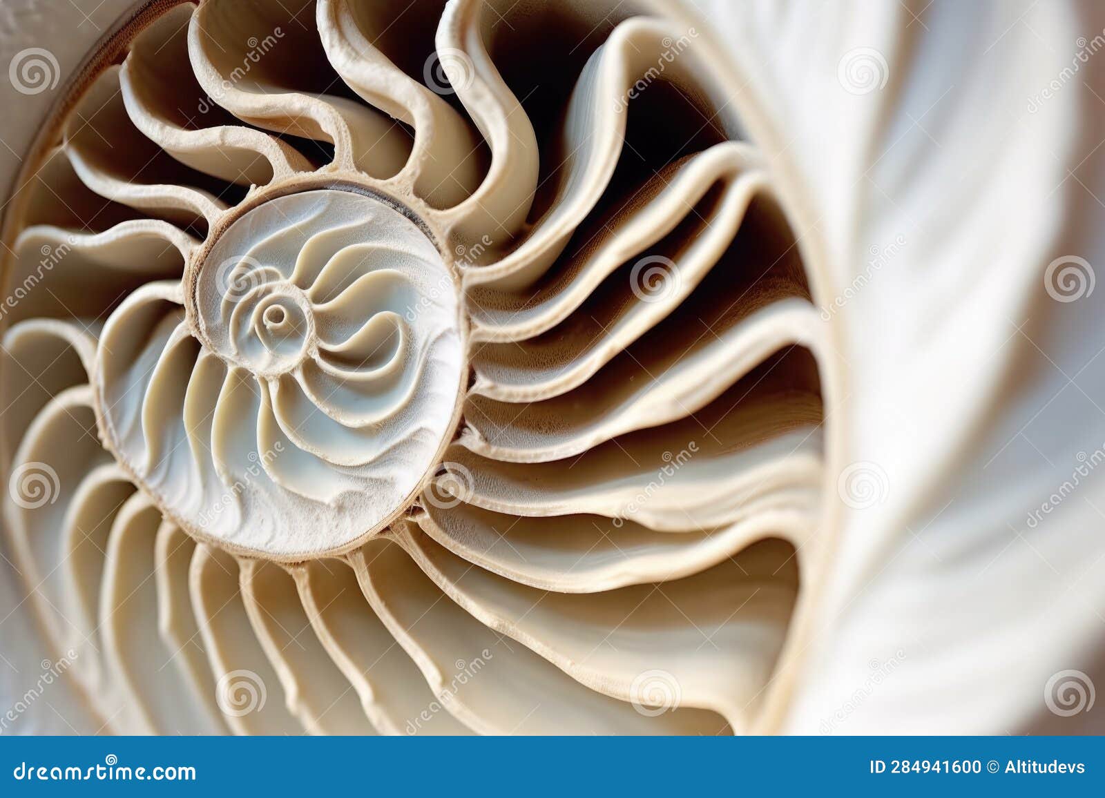 Close-up of a Spiraling Nautilus Shell Stock Illustration ...