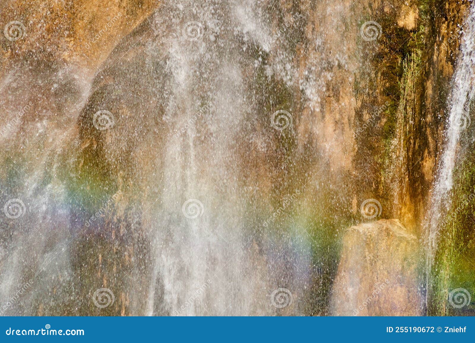 Close Up of Splashes, Drops and Fountains of a Waterfall Cascading Over ...
