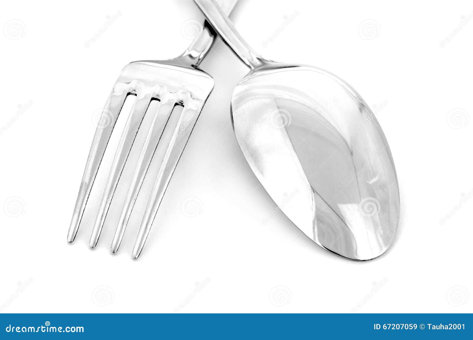 Close Up of Spoon and Fork Isolated Stock Image - Image of reflection ...