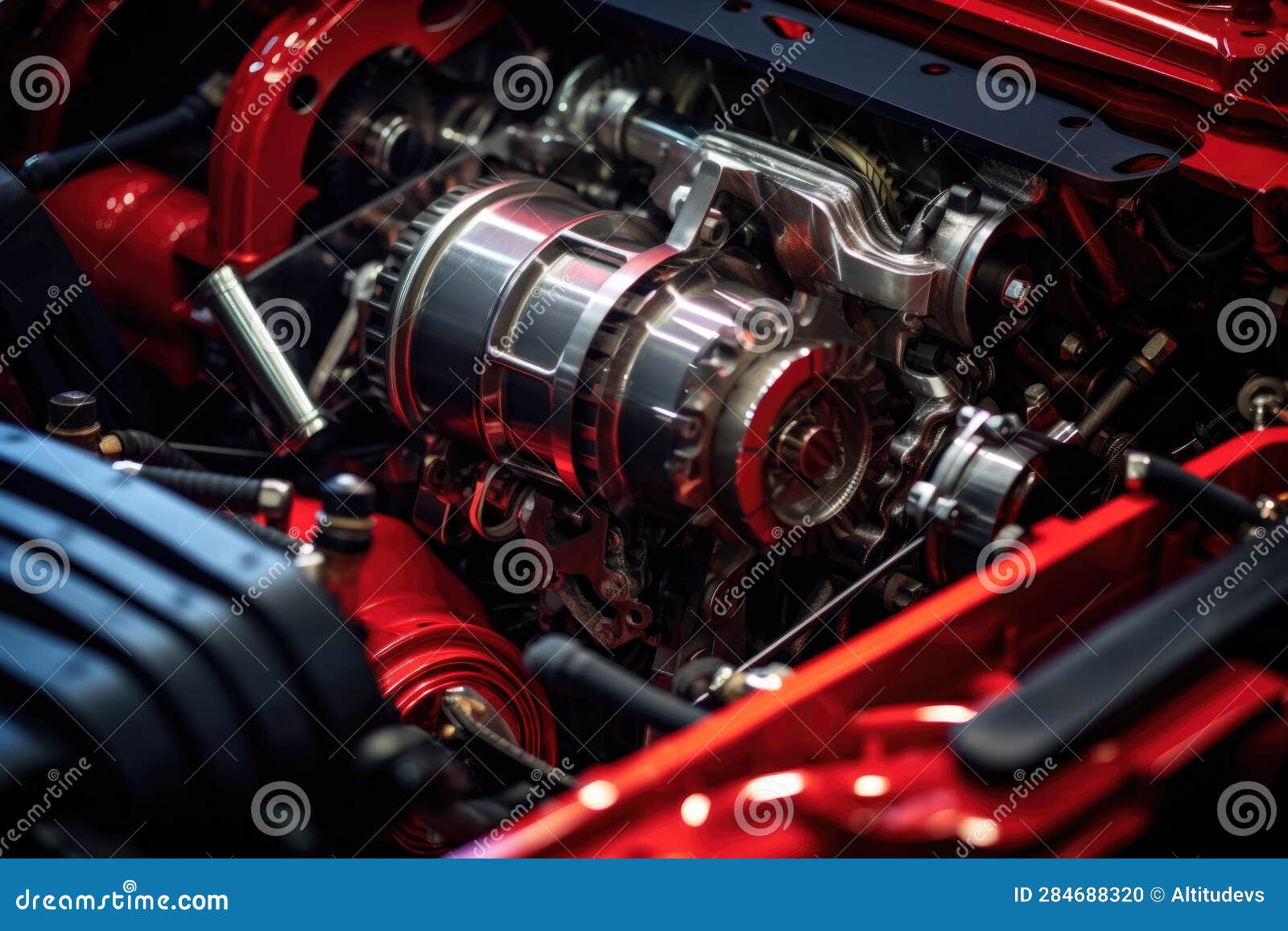 Close-up of Sports Car Engine Components Stock Photo - Image of detail ...