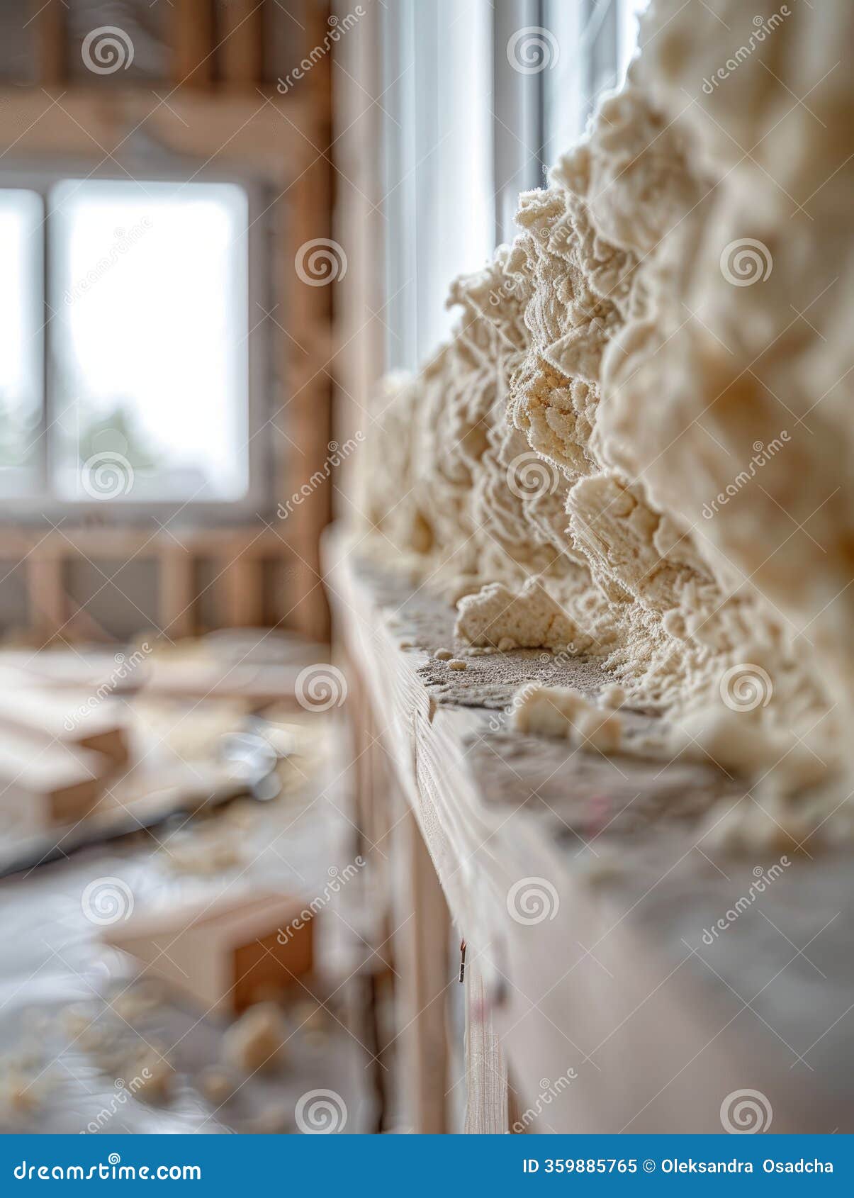 Unfinished Home Interior Under Construction With Exposed Wooden Framing ...