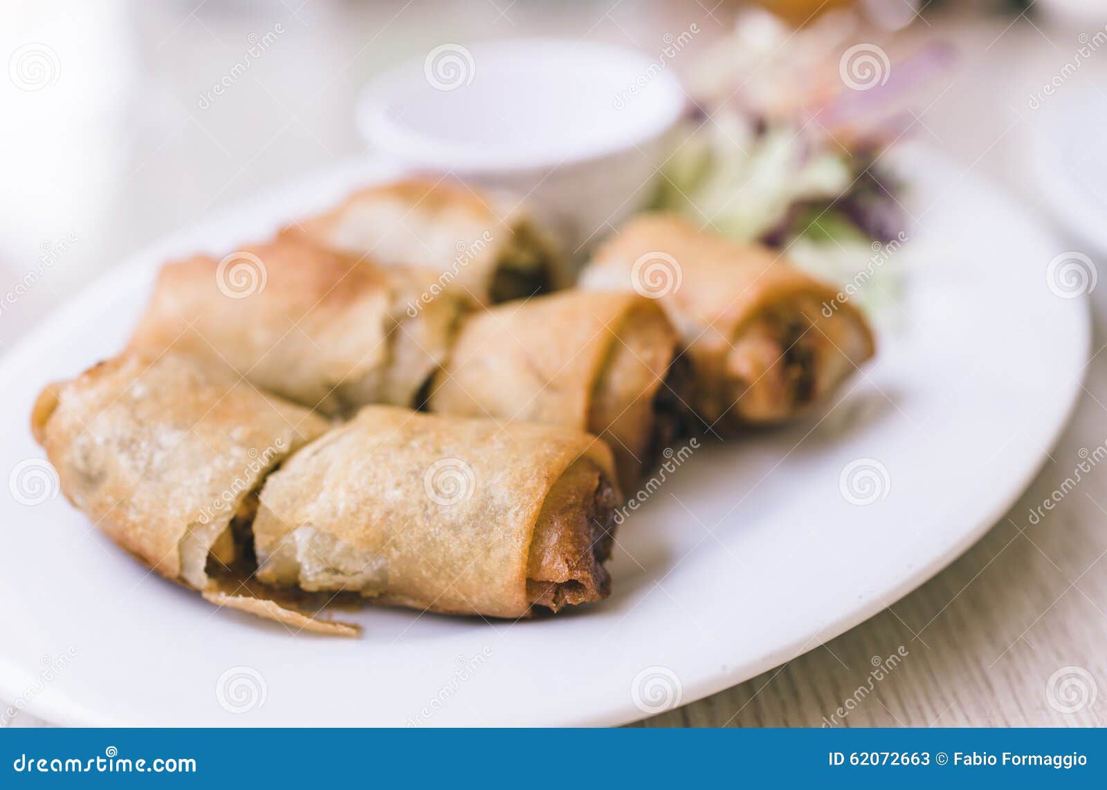 Close Up on Spring Rolls Plate Stock Image - Image of cooking, deep ...