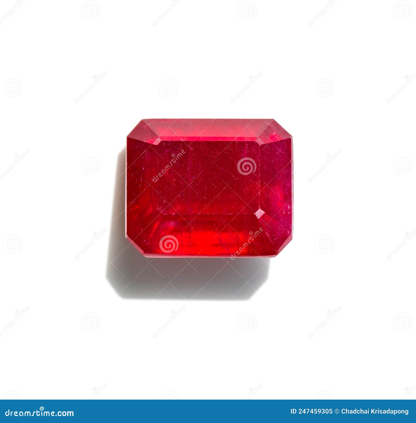 Close Up Square Shape Ruby Stone on White Background Stock Image ...