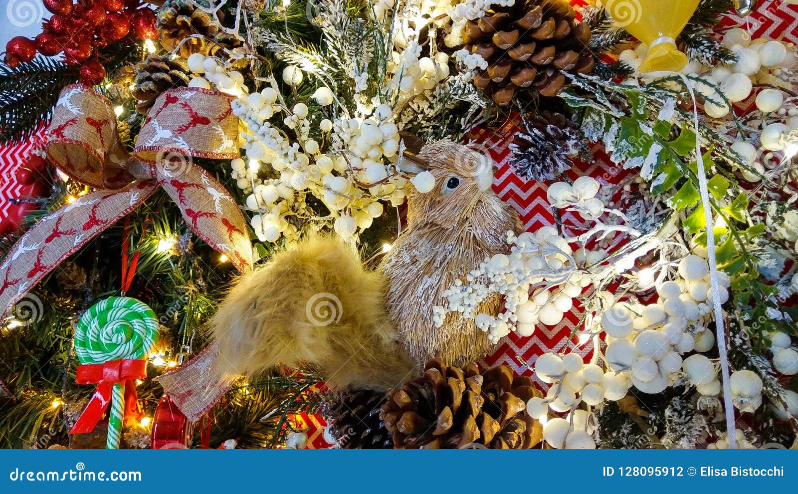 Close Up of Squirrel on Christmas Tree Stock Photo - Image of balls ...