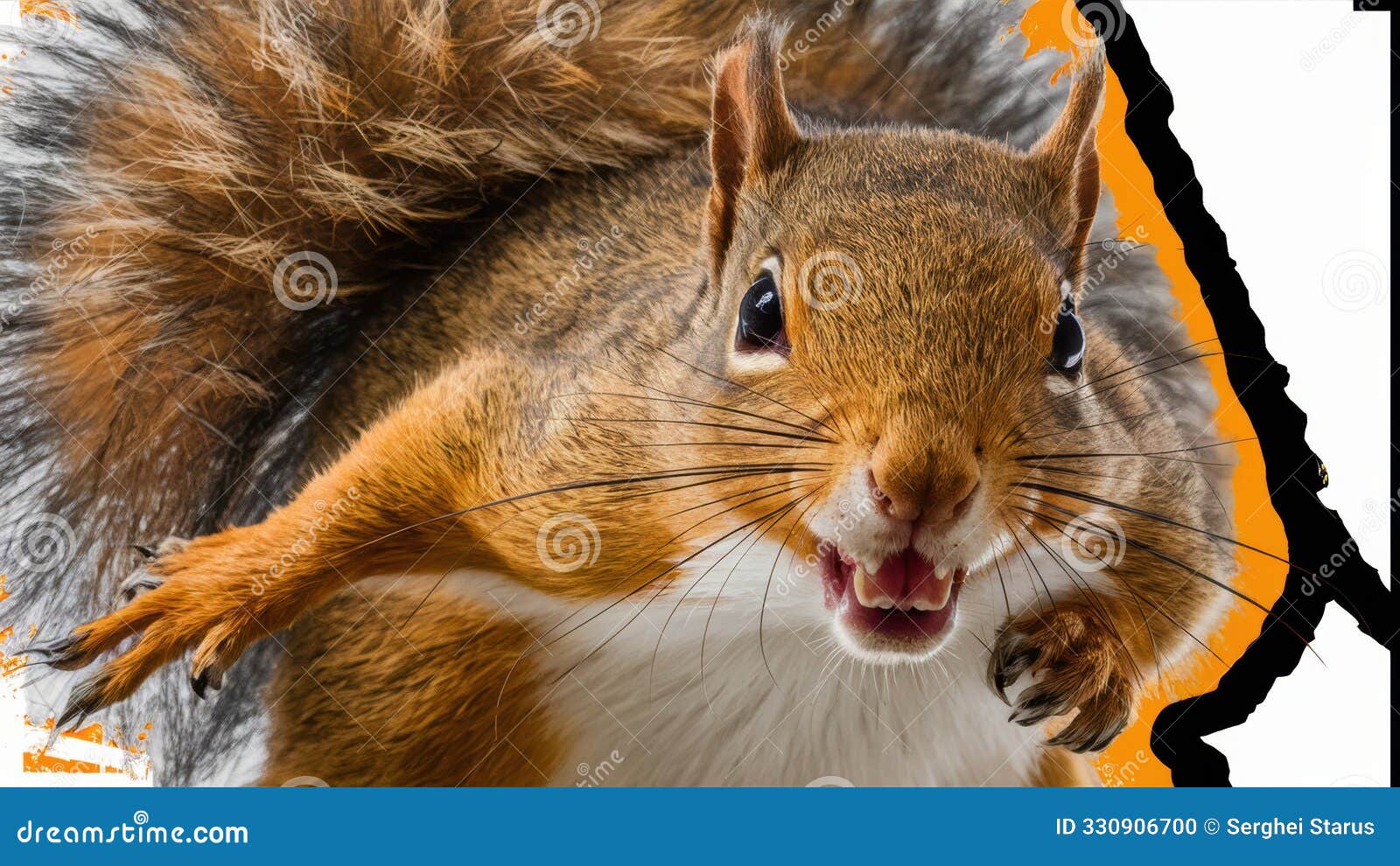 A Close Up of a Squirrel with Its Mouth Open and Claws Out, AI Stock ...