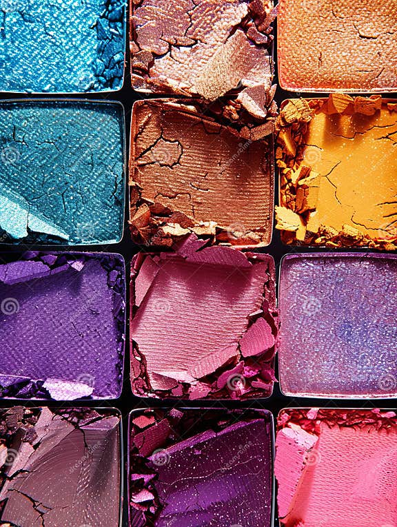 A Close-up of a Stack of Assorted Vibrant Eyeshadow Shades with Visible ...