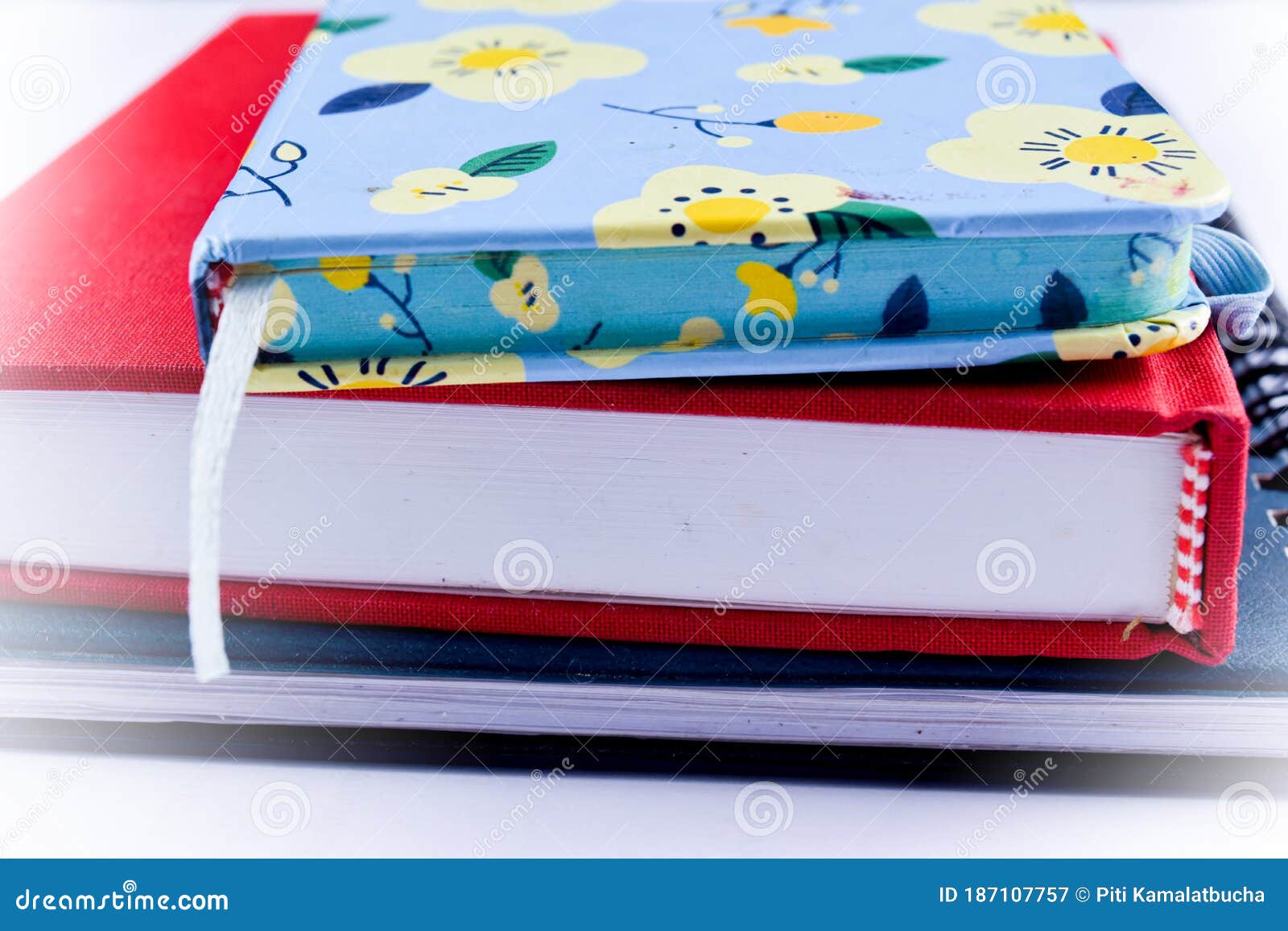 Close-up, Stack of Books Isolated on White Stock Image - Image of ...