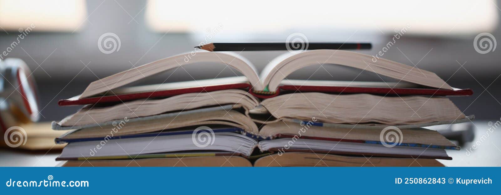 Stack of Books Lay on Table, Undone Homework Tasks or Things To Learn ...