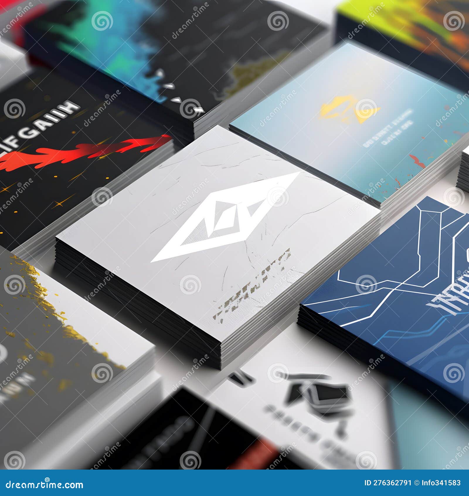 A Close-up of a Stack of Business Cards with Various Comp One Created ...