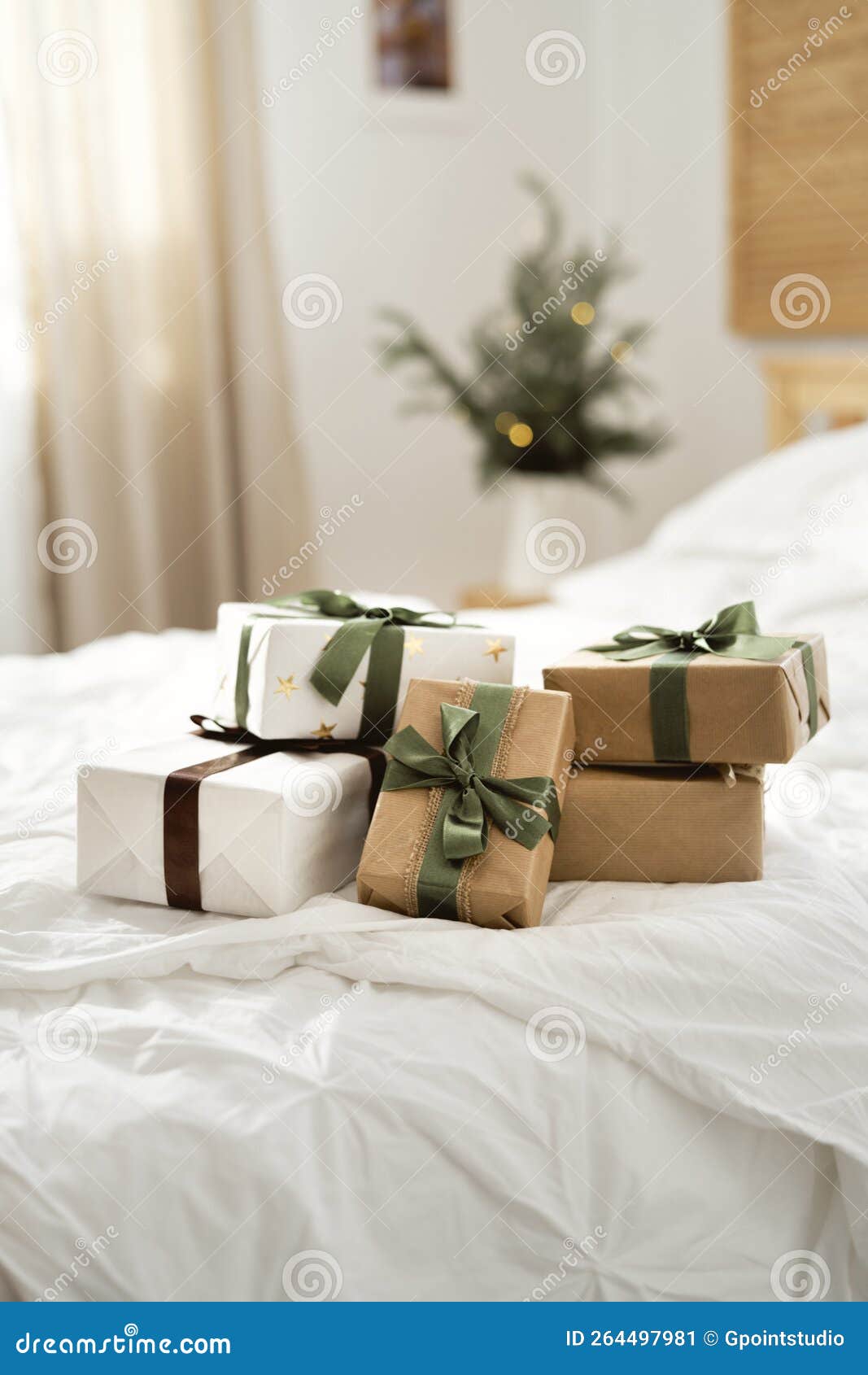 Close Up of Stack with Christmas Presents Stock Image - Image of ...