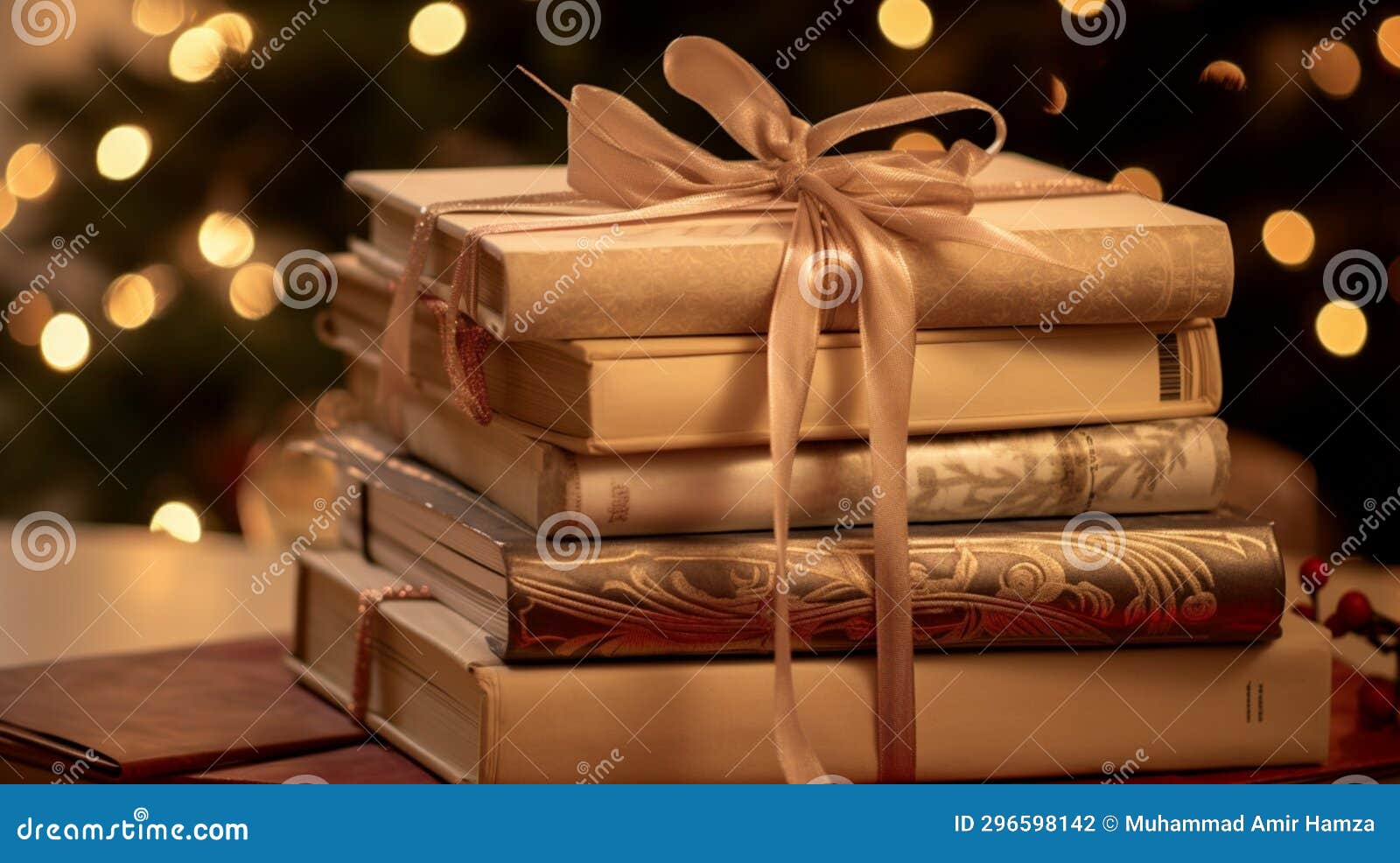 A Close-up of a Stack of Classic Holiday Books, Adorned with Festive ...