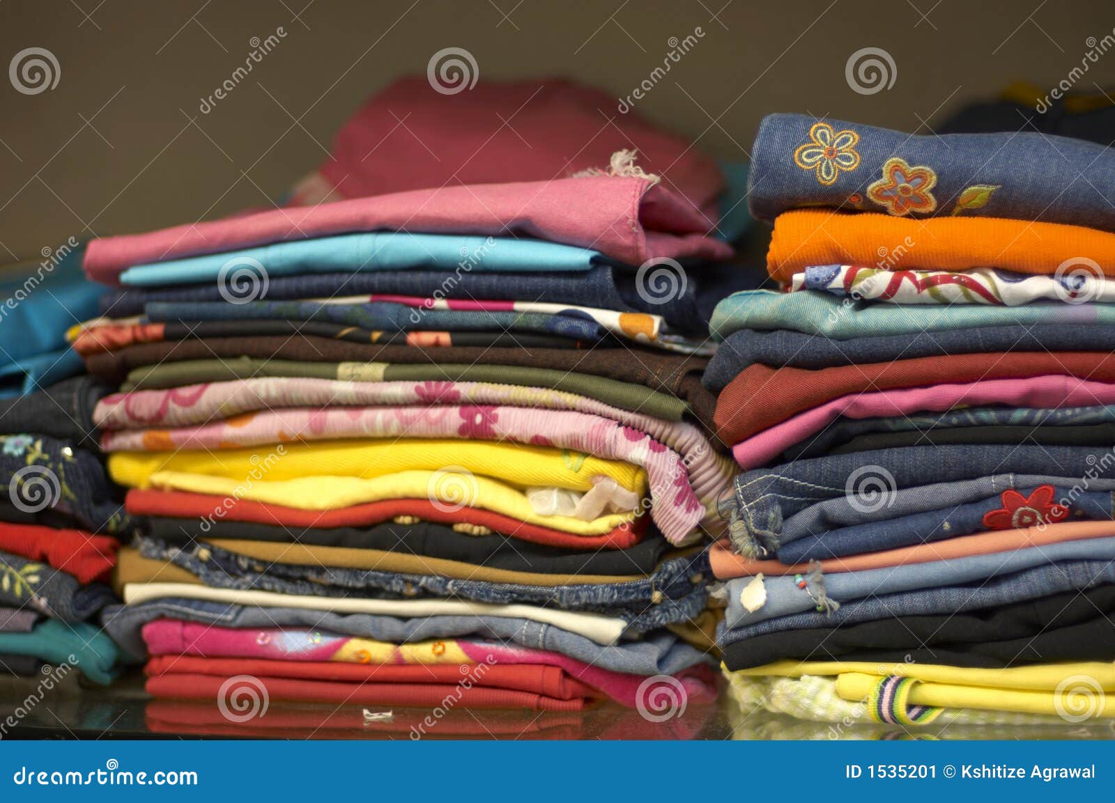 Close-up of a Stack of Clothes Stock Image - Image of denim, group: 1535201