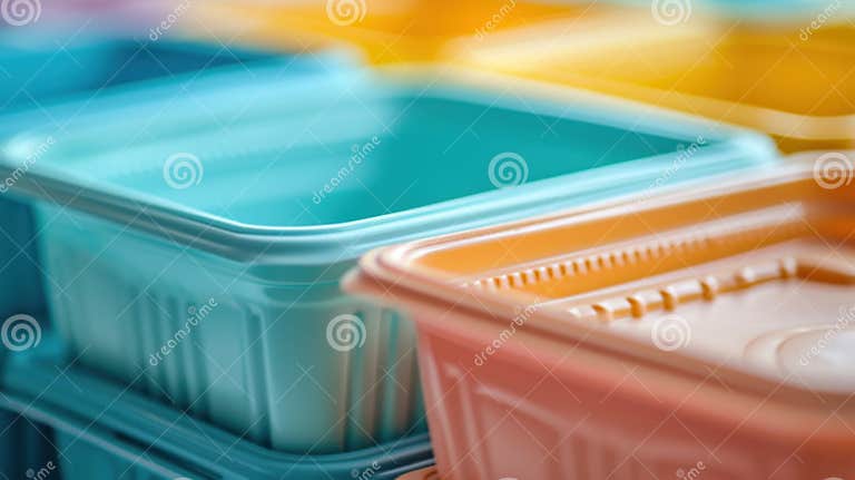 A Close Up of a Stack of Colorful Plastic Containers, AI Stock Photo ...