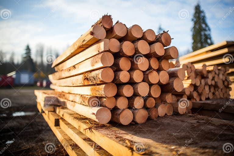Close-up of a Stack of Cut Timber Ready for Pulping Stock Photo - Image ...