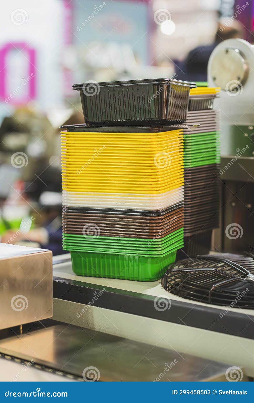 Close-up of Stack of Disposable Plastic Food Boxes, Production Concept ...
