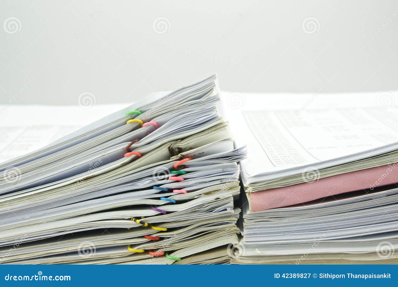 Close Up Stack Document of Account at Side of Wall Stock Image - Image ...