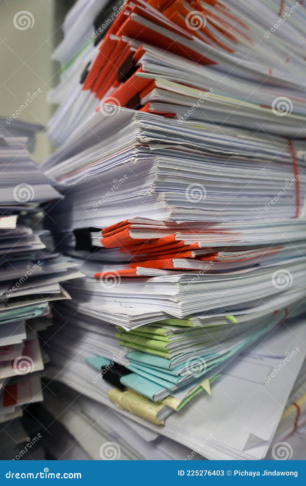 Close Up Stack of Document at Office Stock Image - Image of full ...