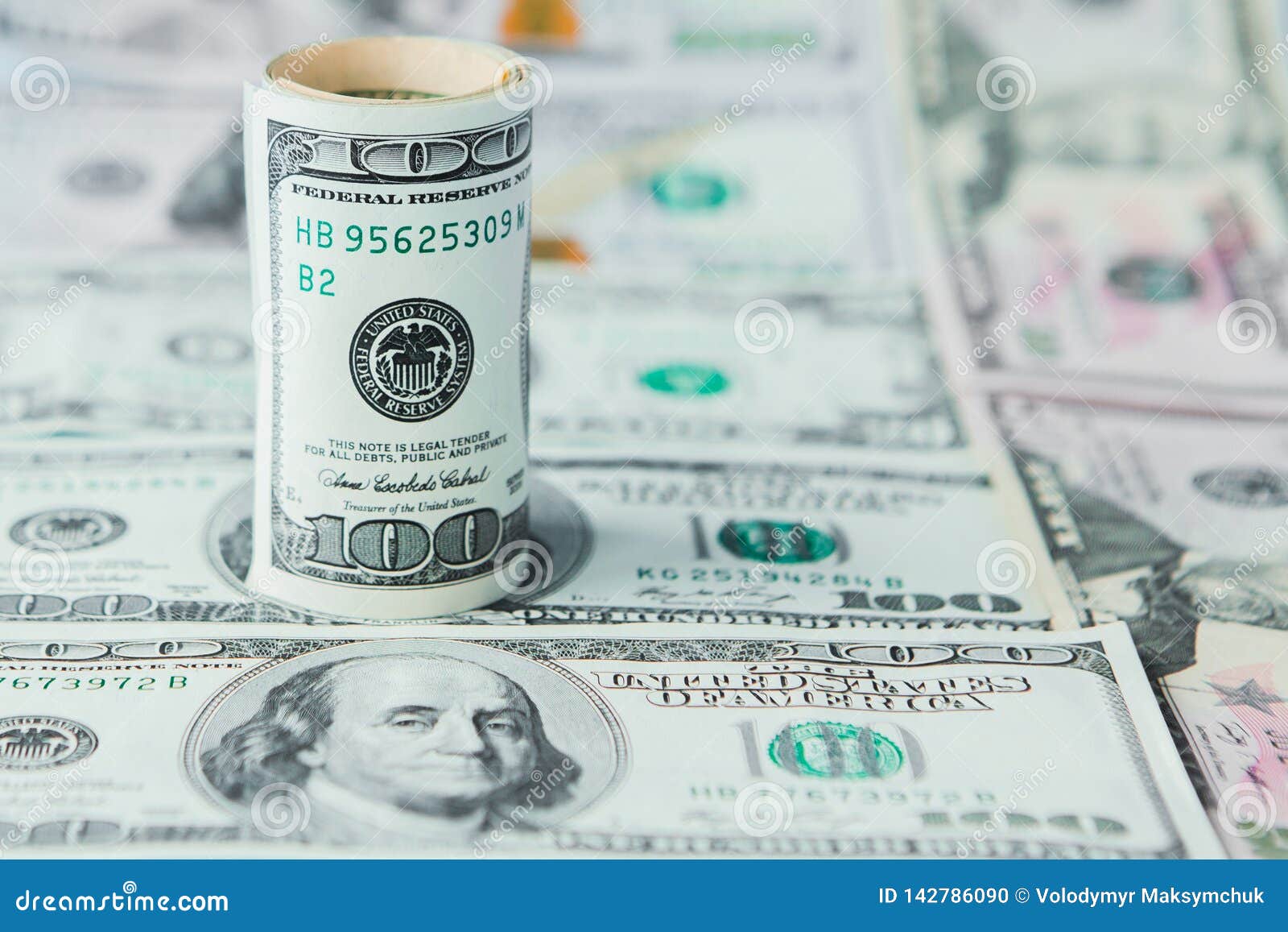 Close-up of Stack of Dollars Against the Backdrop of Money Stock Photo ...