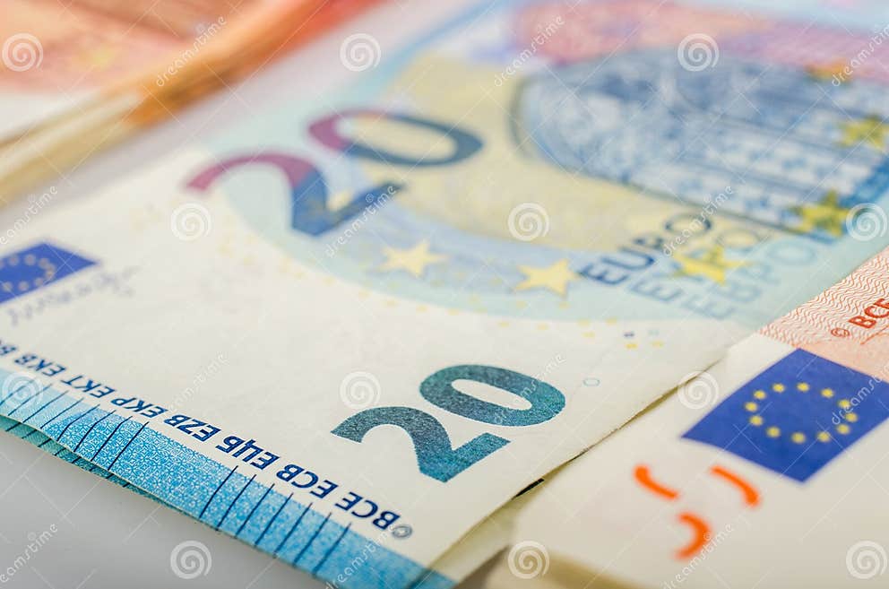 Stack of 20 euro bills stock image. Image of income - 122102733