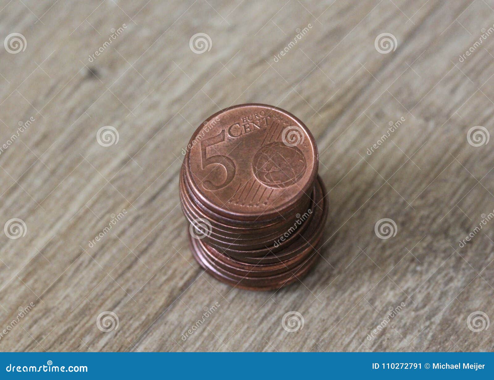 Stack of Five Euro Cent Coins on Wooden Background Stock Image - Image ...