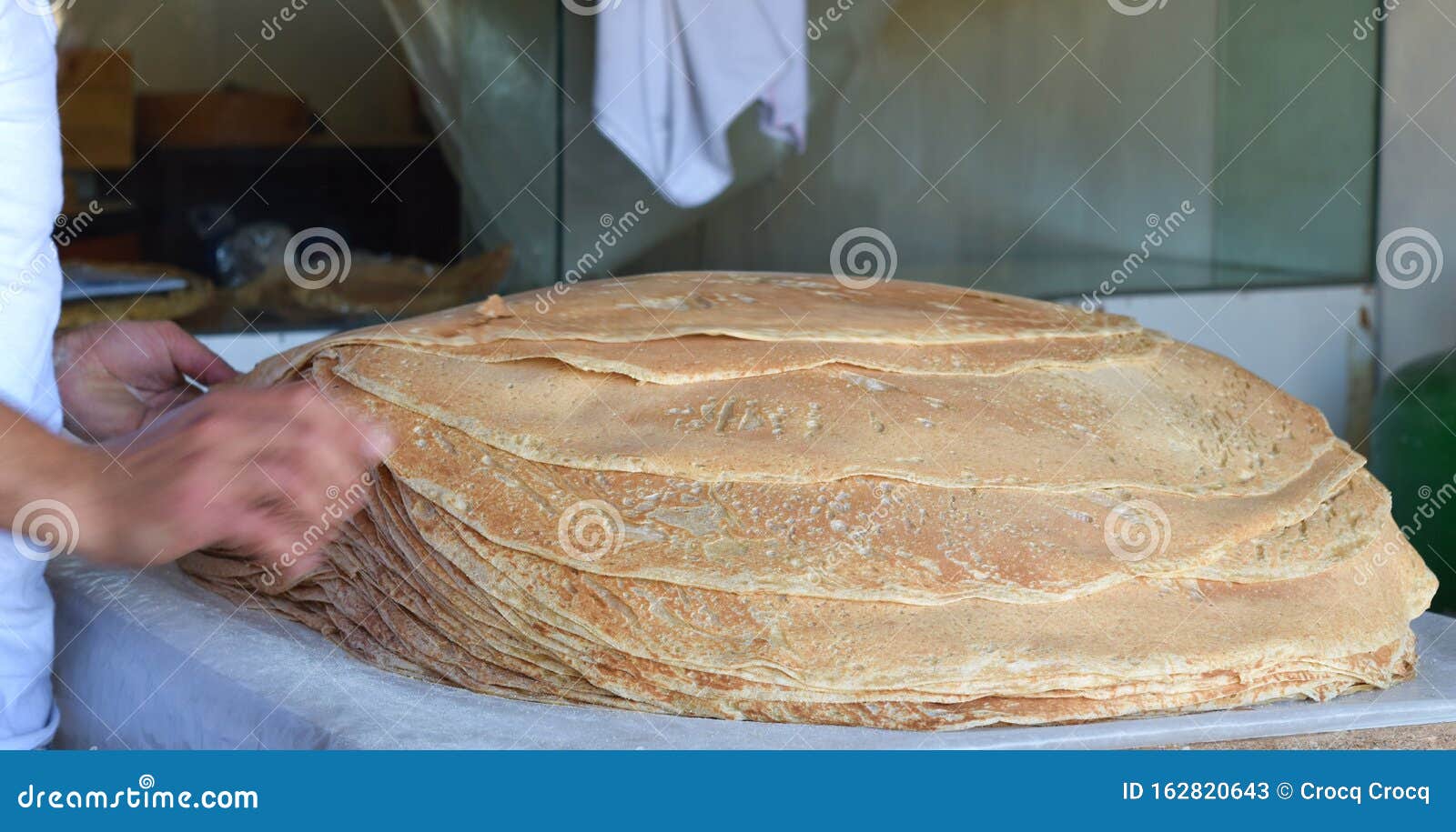 A Stack of Arabic Bread Called Markook in Lebanon, Juste after Being ...