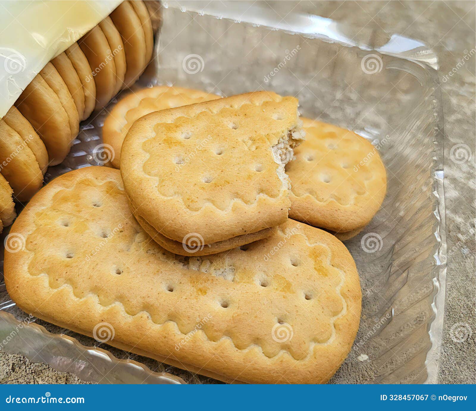 Close-up of a Stack of Golden Brown Rectangular Biscuits Stock ...