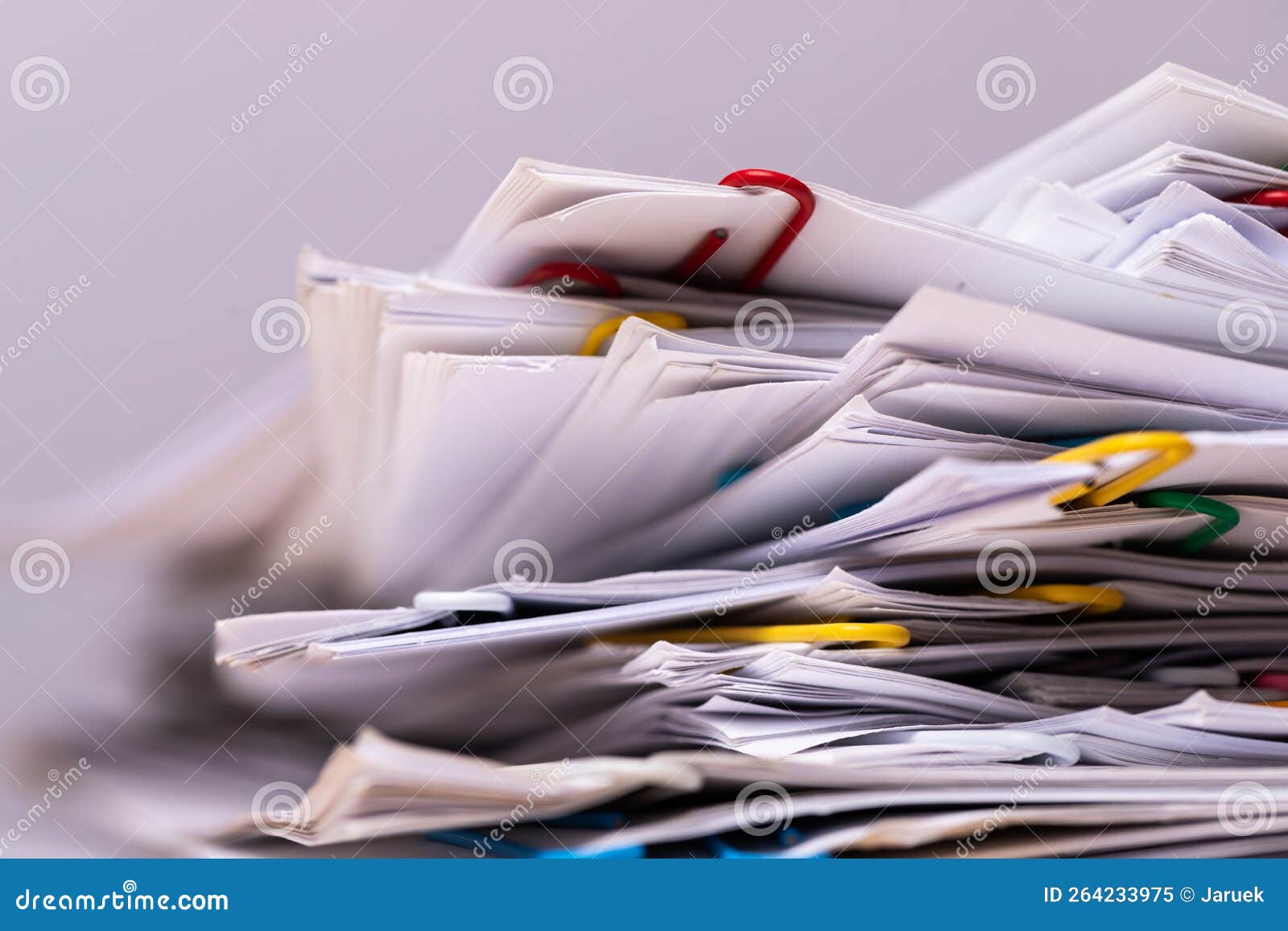 Close-up of Stack of Group Report Papers Document Clipped in Color ...