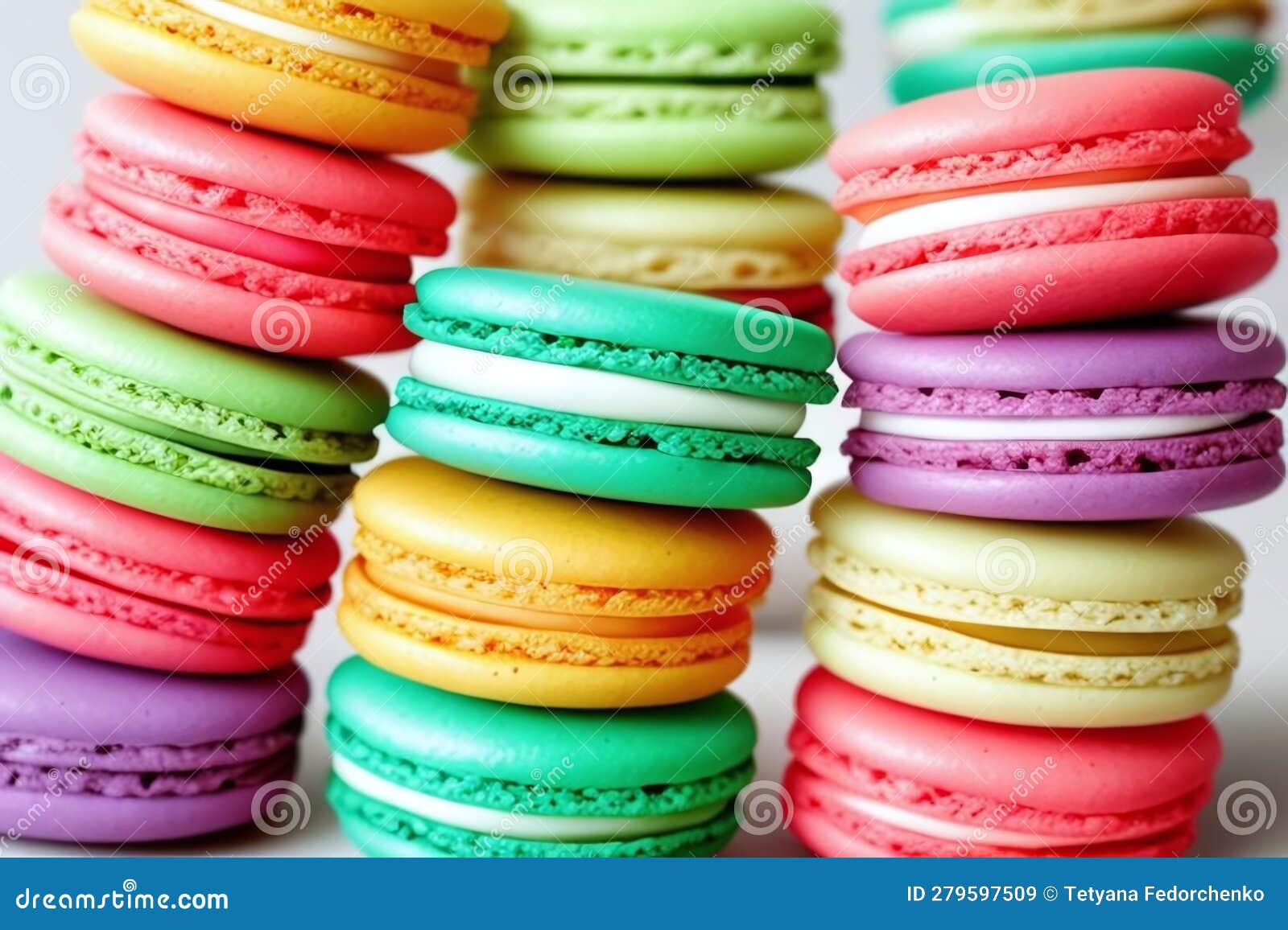 Close-up of a Stack of Macaroons in Pastel Colors. Stock Illustration ...