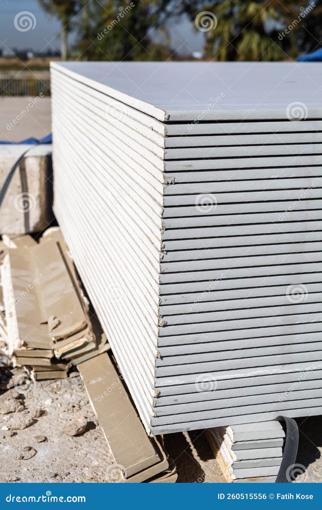 Close-up. Drywall Sheets Stacked On Top Of Each Other Stock Photo ...